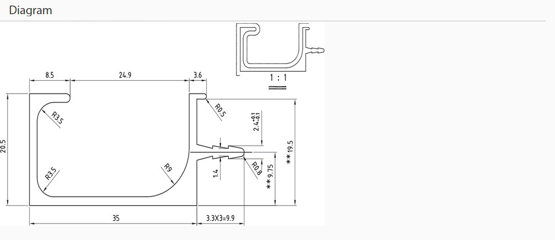 Buy 35 mm G-Handle Profile 19mm door Online at Best Price