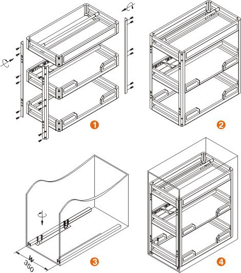 Buy THREE SHELVE KITCHEN BOTTLE PULL OUT SOFT CLOSE Online at Best Price
