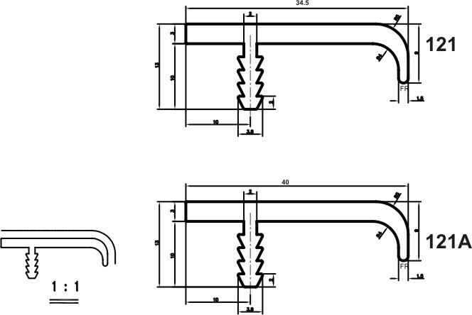 Buy 40 mm F-Handle Profile Top Mounted 19mm door Online at Best Price