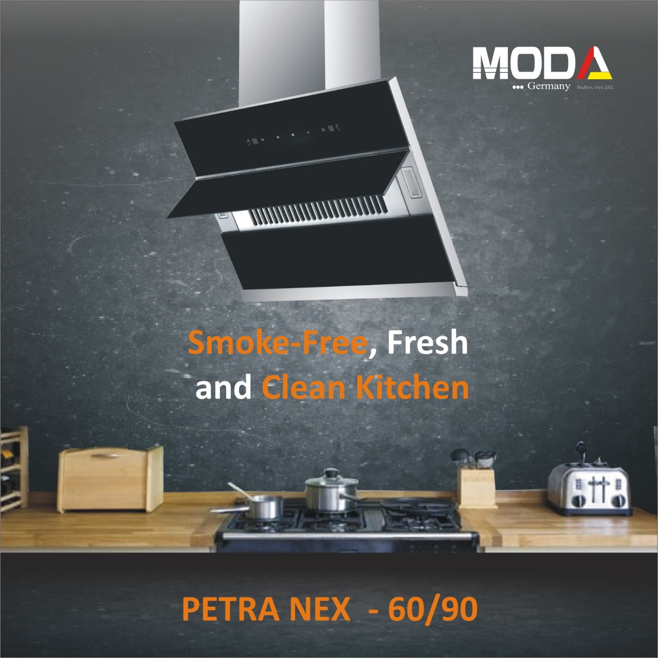 Buy MODA Germany Kitchen Chimney With Gesture Control Stainless Steel ...